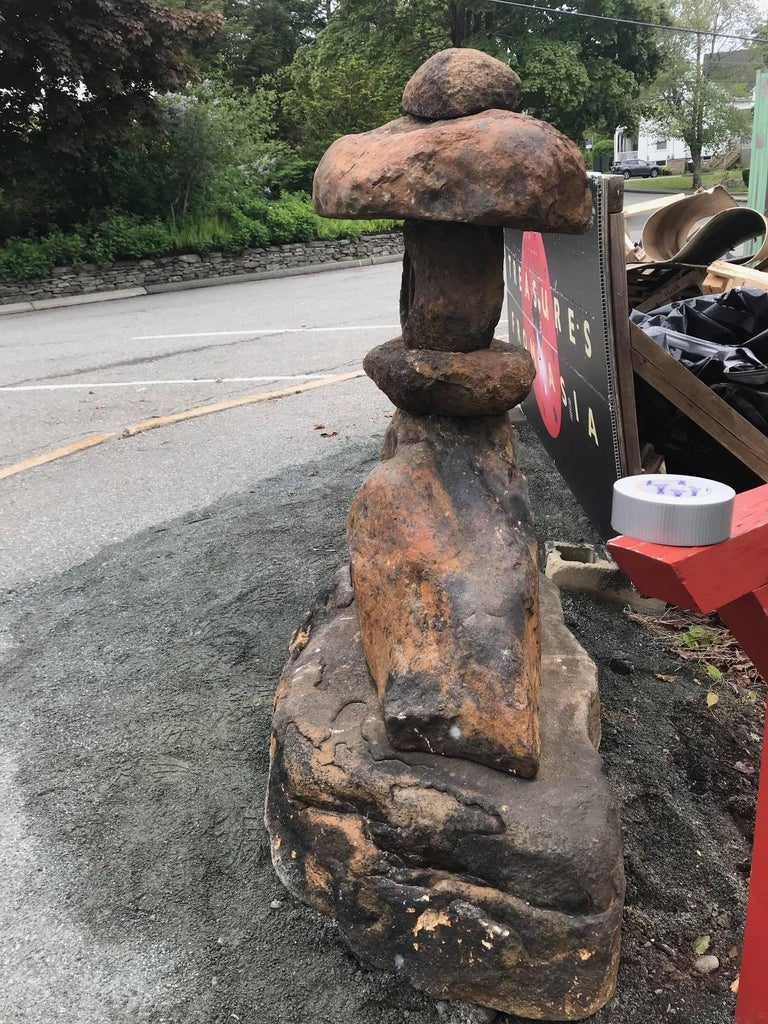 Japanese Old "Red Kurama" Stone Spirit Lantern- One-of-a-Kind at 1stDibs