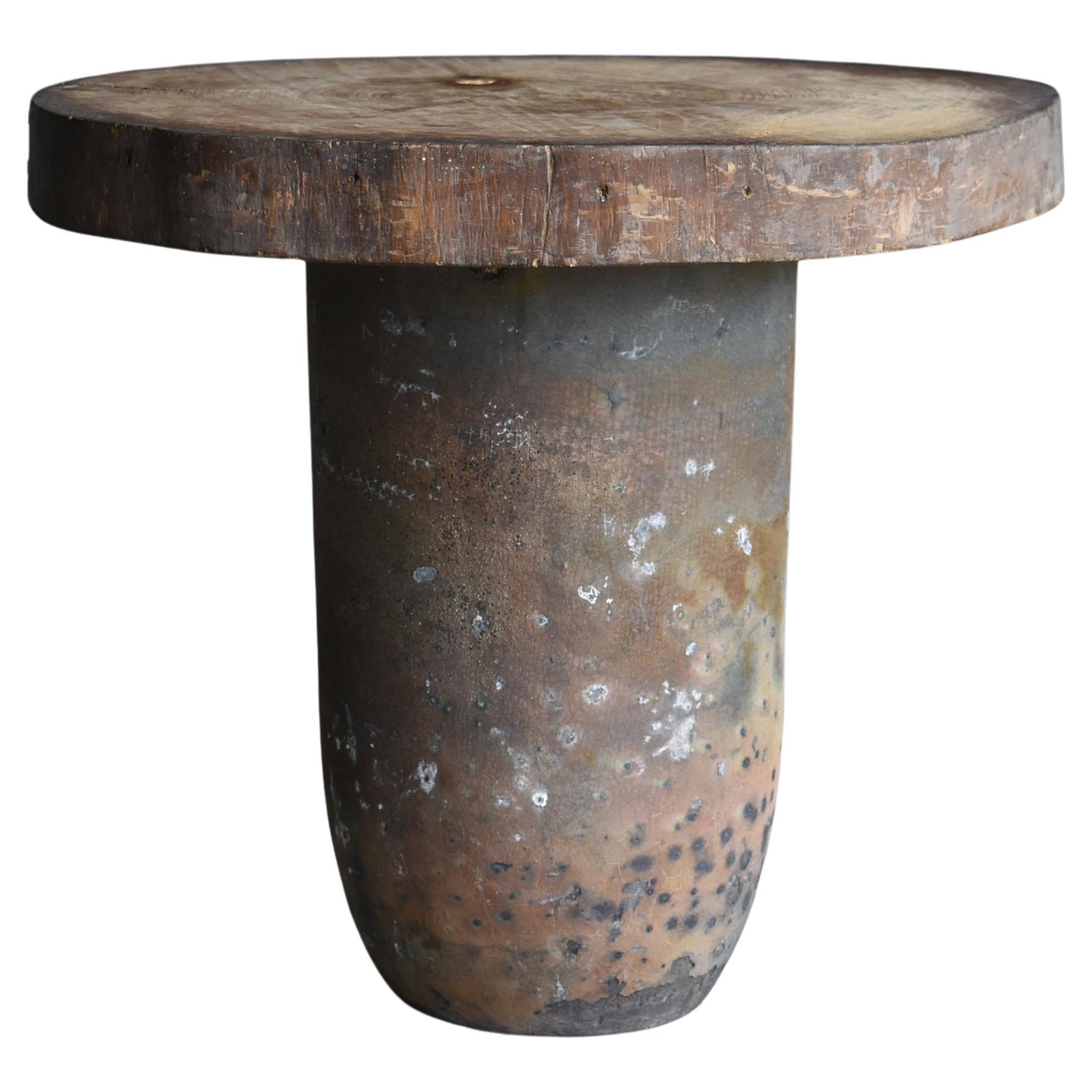 Japanese Old Round Coffee Table 1930s-1960s / Primitive Side Table Wabi ...