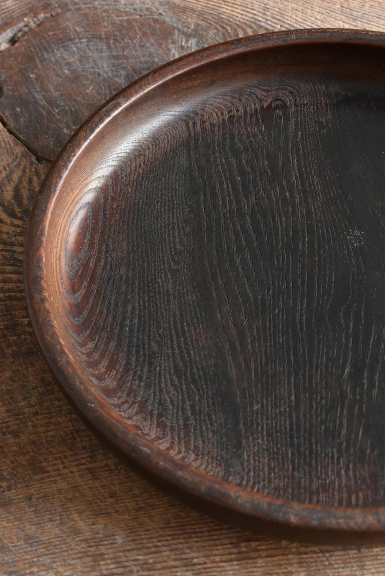 Japanese Old Round Tray with Beautiful Wood Grain/1930-1950/Showa Era ...