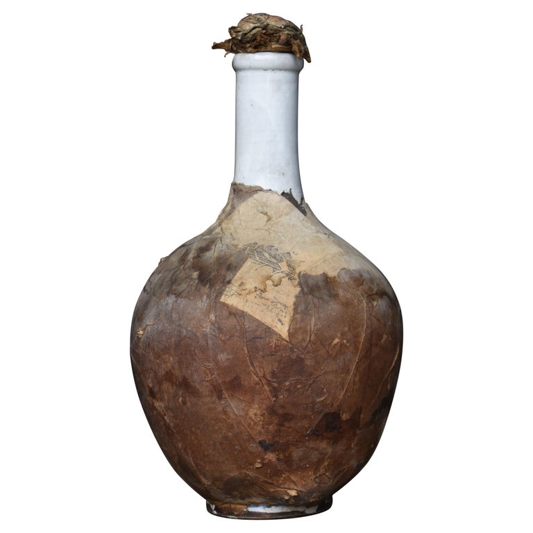 Japanese Old Sake Bottle 1800s-1860s/Antique Flower Vase Pottery Tsubo ...