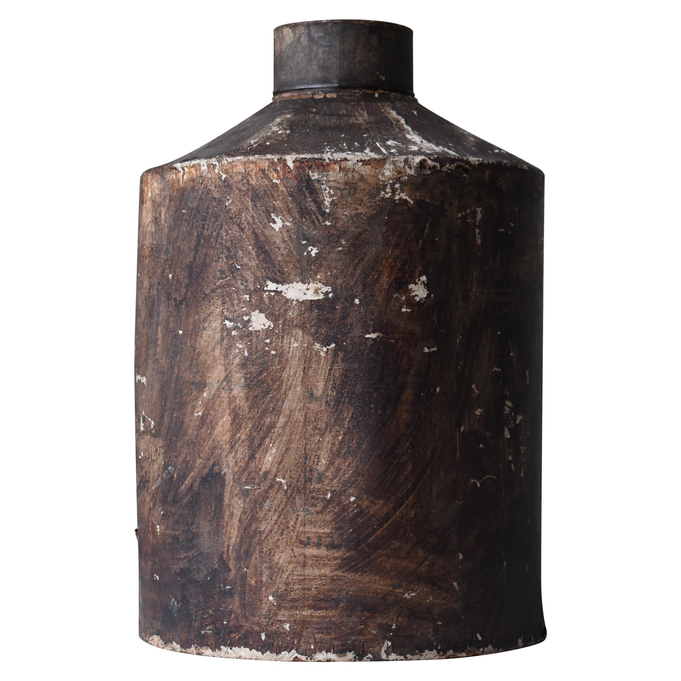 Japanese Old Tin Bottle 1900s-1940s/Antique Flower Vase Vessel Wabisabi ...