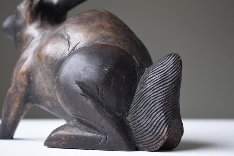 Japanese Old Wood Carving Rabbit 1920s-1940s/Antique Animal Sculpture ...