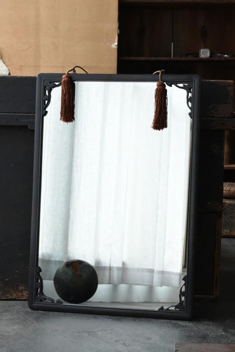 Japanese Old Wooden Frame Mirror / 1900-1950 / Wall Hanging Decoration ...