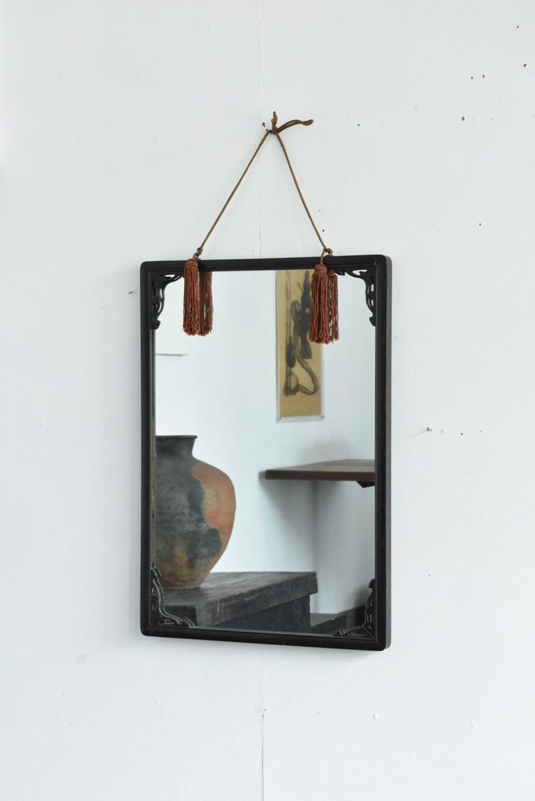 Japanese Old Wooden Frame Mirror / 1900-1950 / Wall Hanging Decoration ...