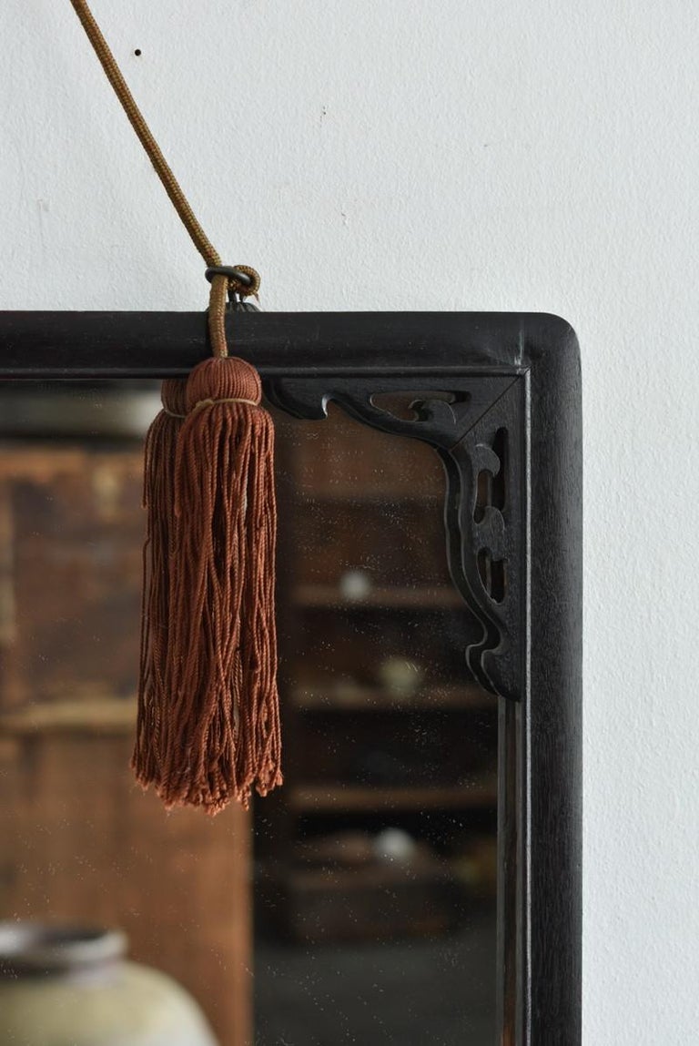 Japanese Old Wooden Frame Mirror / 1900-1950 / Wall Hanging Decoration ...