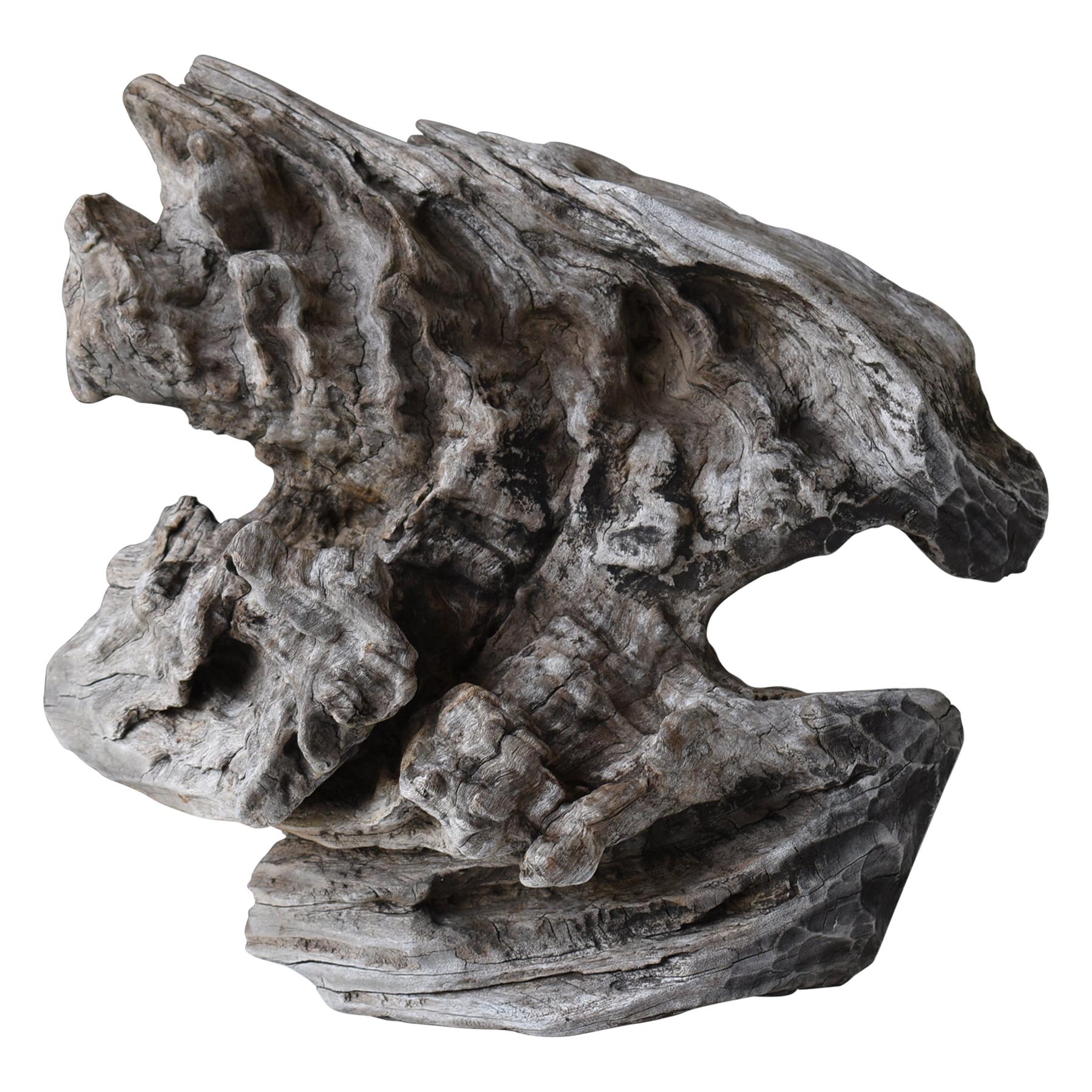 Japanese Old Wooden Object/Natural Wood Figurine Tree Stump Wabisabi ...