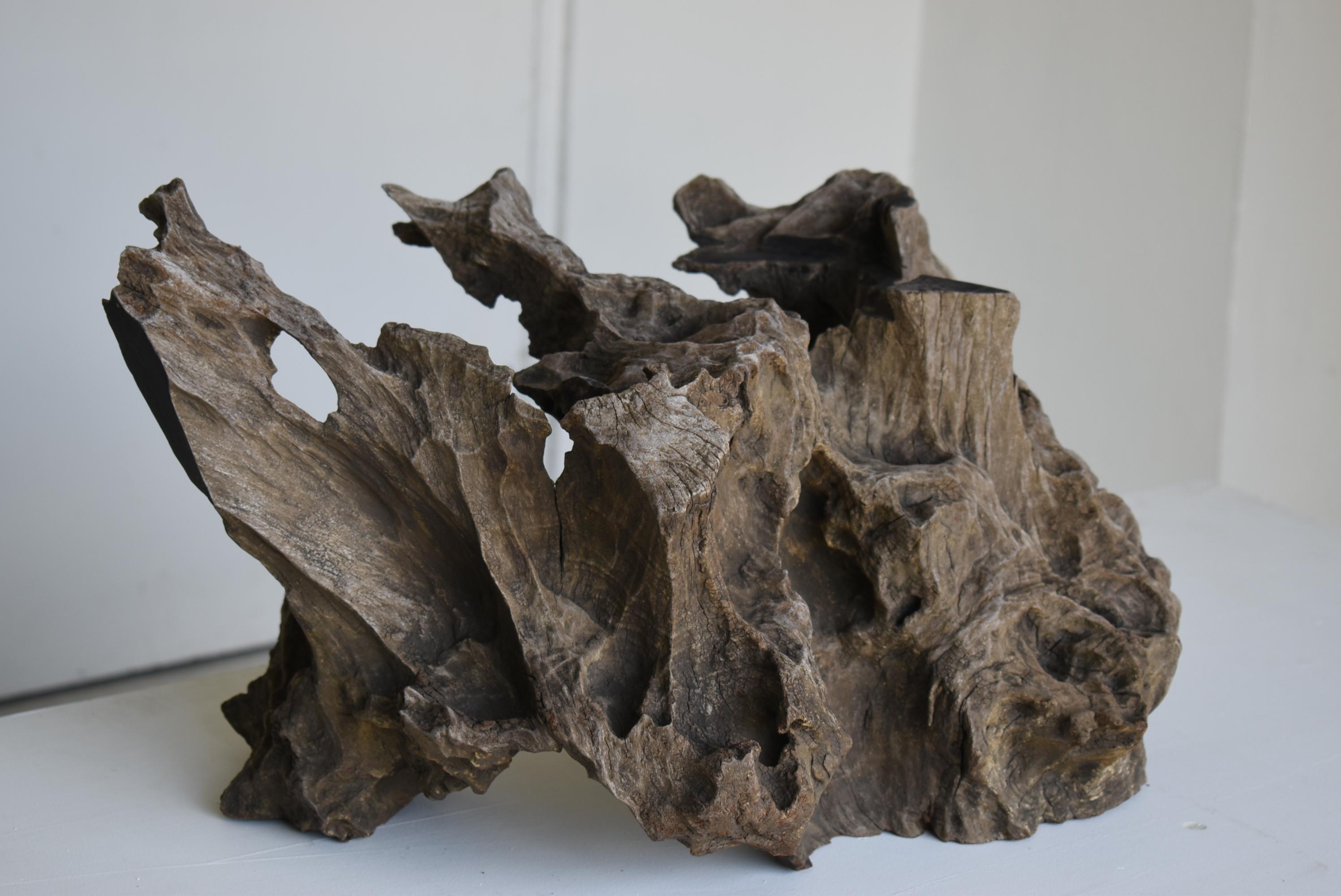 Japanese Old Wooden Object/Tree Stump Figurine Natural Wood Wabisabi ...