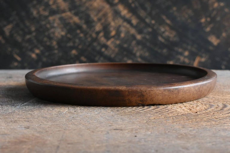 Japanese Old Wooden Round Tray/1930-1950/ Fine Wood Grain/Showa Era For ...