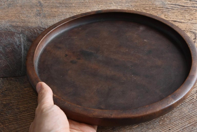 Japanese Old Wooden Round Tray/1930-1950/ Fine Wood Grain/Showa Era For ...