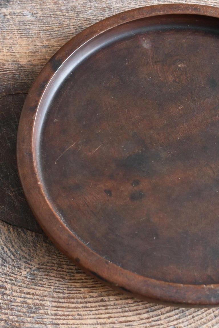 Japanese Old Wooden Round Tray/1930-1950/ Fine Wood Grain/Showa Era For ...