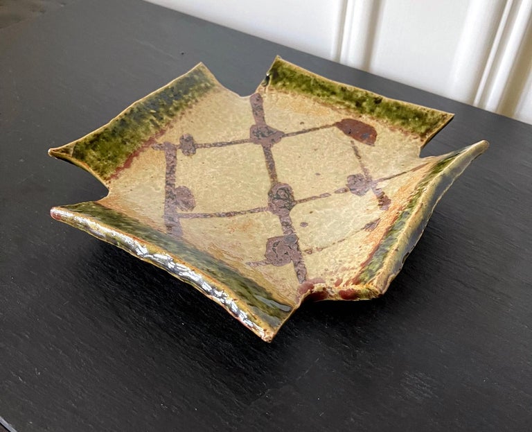 Japanese Oribe Glazed Stoneware Dish by Kitaoji Rosanjin For Sale at ...