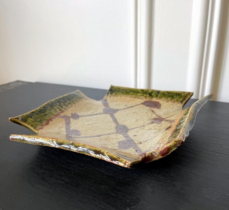 Japanese Oribe Glazed Stoneware Dish by Kitaoji Rosanjin For Sale at ...
