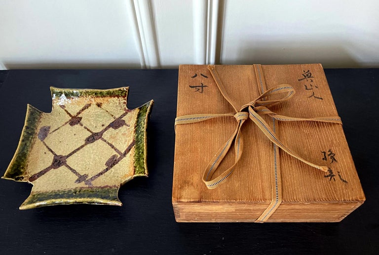 Japanese Oribe Glazed Stoneware Dish by Kitaoji Rosanjin For Sale at ...