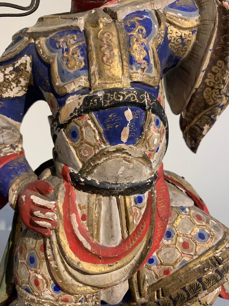 Japanese Painted Wood Figure of a Guardian King, Edo Period, 18th ...