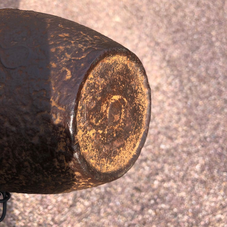 Japanese Pair Antique Iron Root Handled Hanging Flower Vases, 19th ...