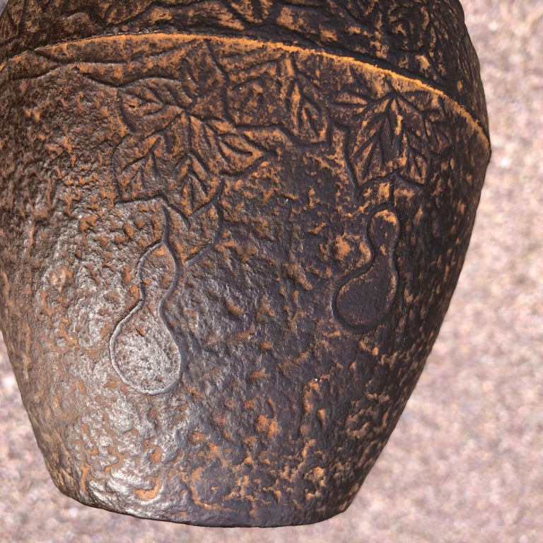 Japanese Pair Antique Iron Root Handled Hanging Flower Vases, 19th ...