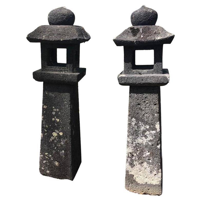 Japanese Large Antique "Mountain Lantern" and Wind Chime, Fine Details ...