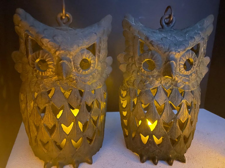 Japanese Pair Massive Vintage over Sized Owl Lighting Lanterns For Sale ...