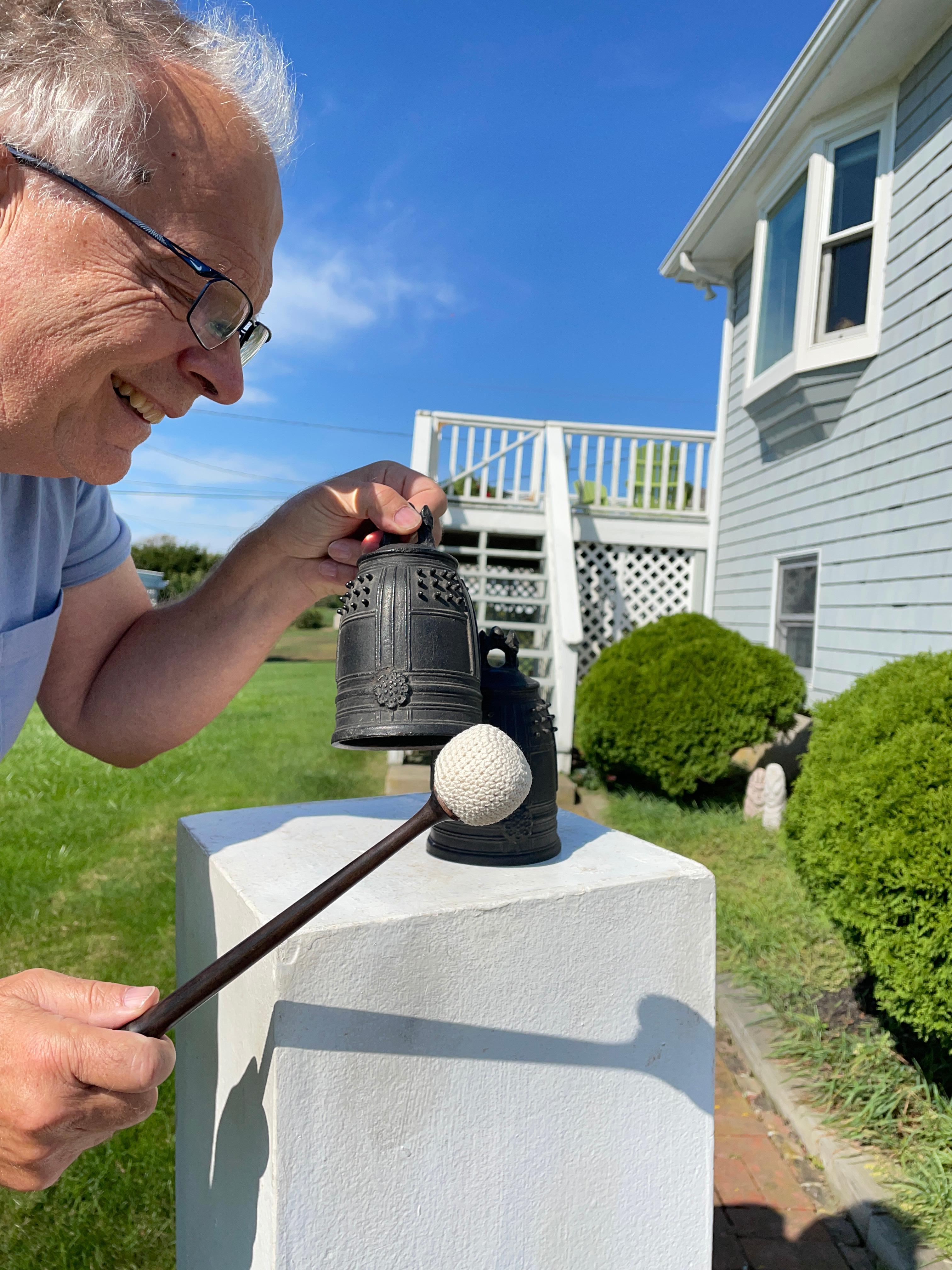 Japanese Pair Older Temple Bells Resonate Beautiful Serene Sound at ...