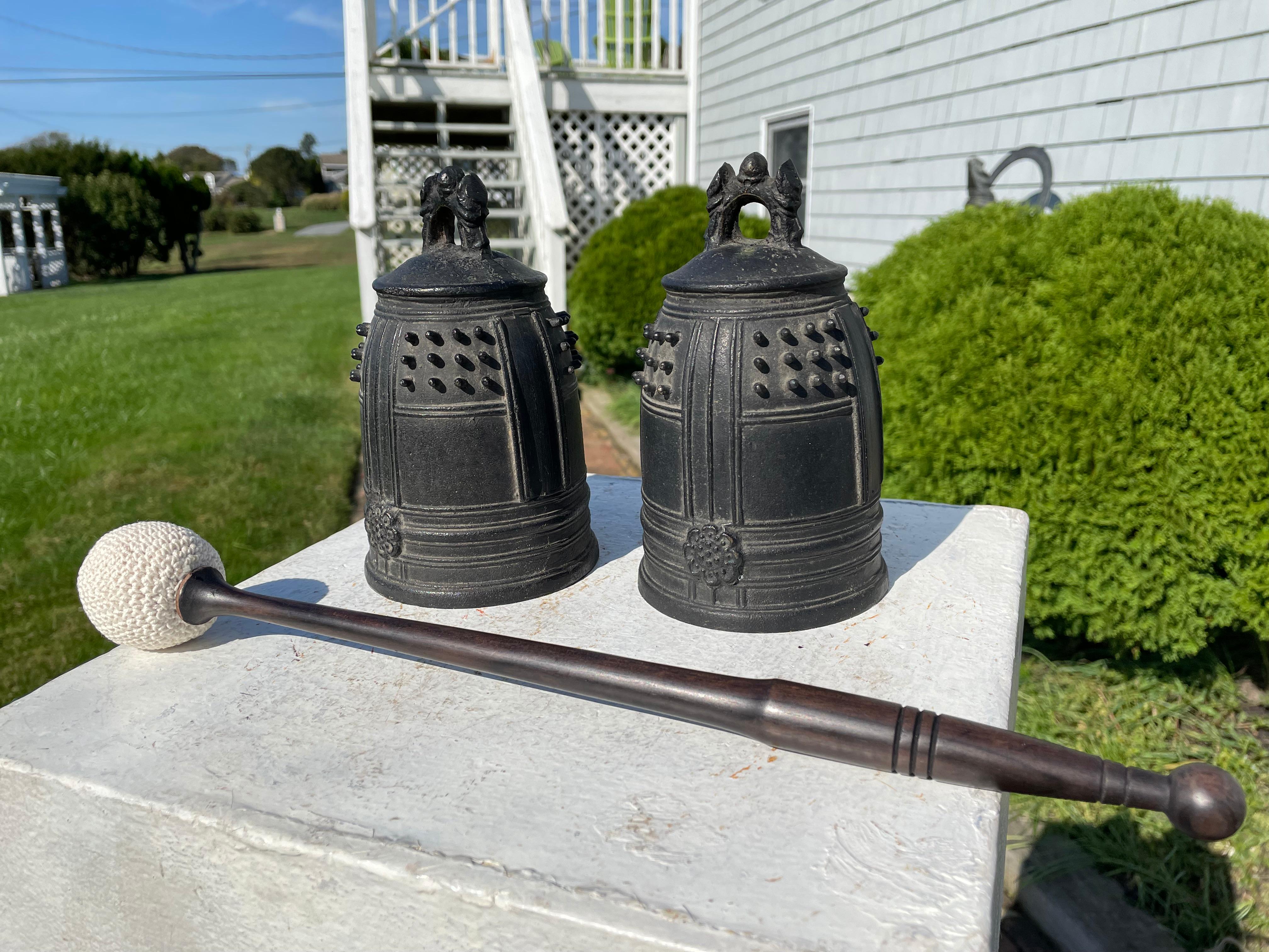 Japanese Pair Older Temple Bells Resonate Beautiful Serene Sound at ...