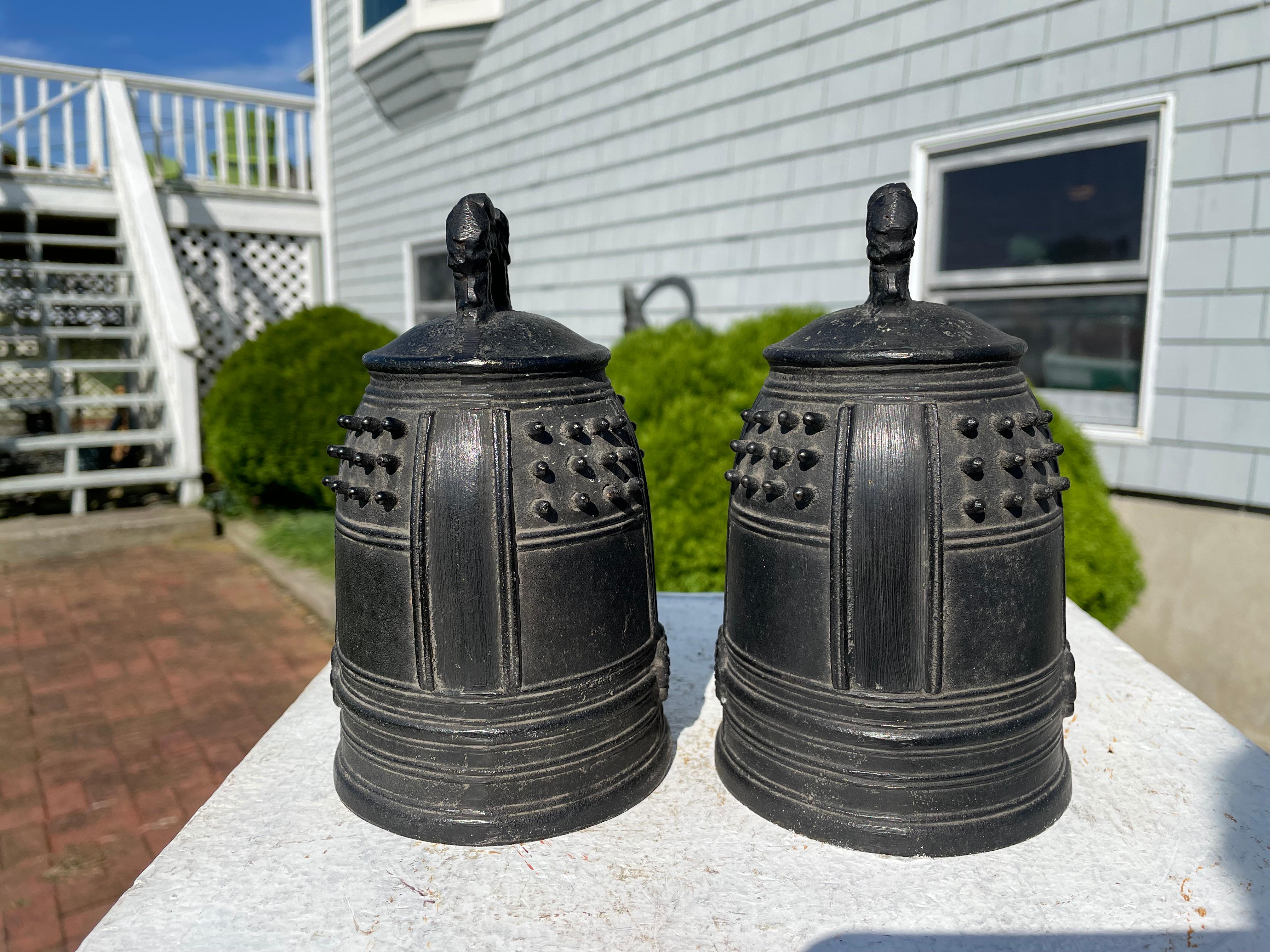 Japanese Pair Older Temple Bells Resonate Beautiful Serene Sound at ...