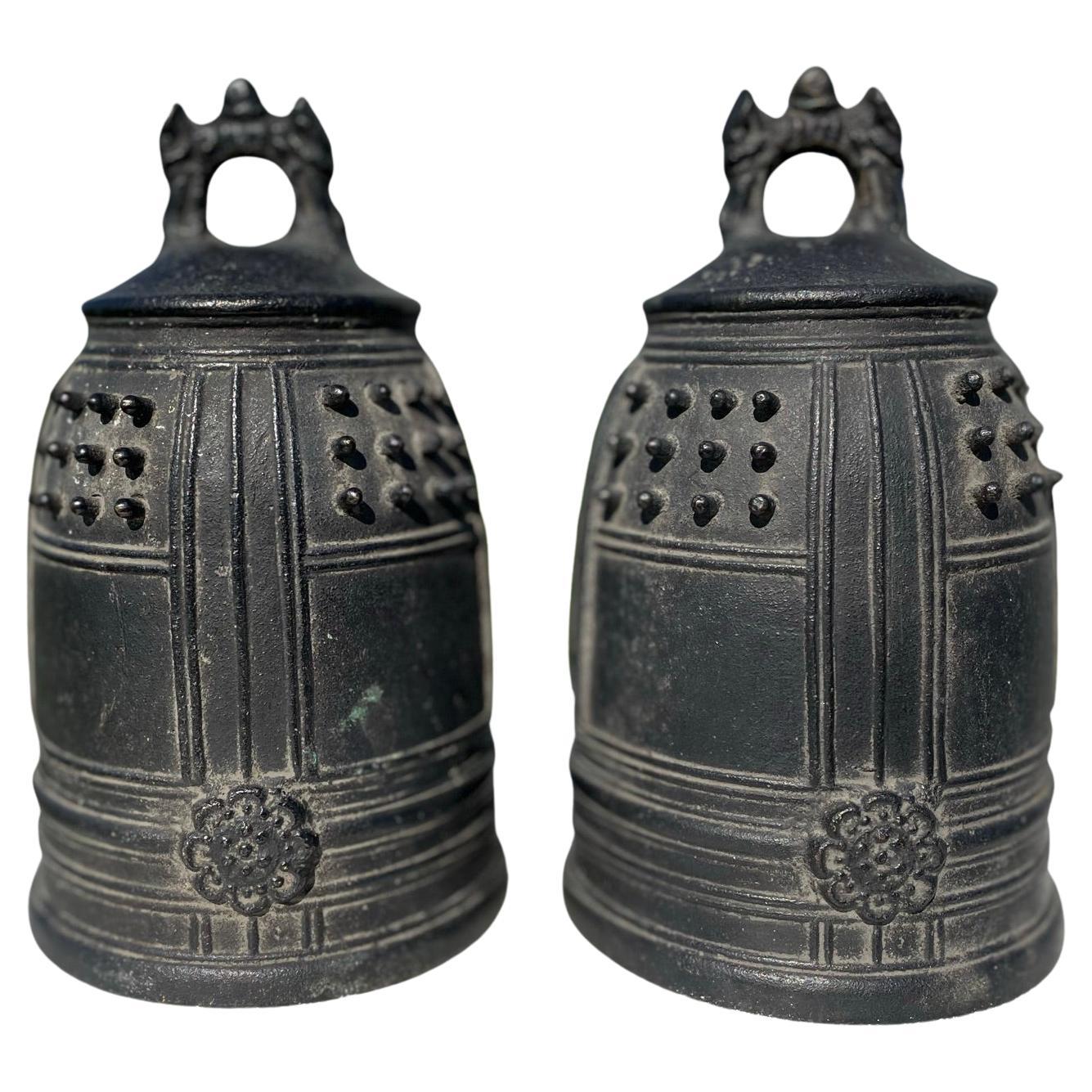 Japanese Pair Older Temple Bells Resonate Beautiful Serene Sound at ...