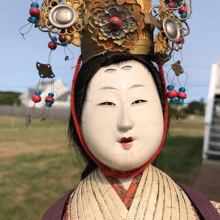 Japanese Signed Pair Tall Imperial Princess and Prince Dolls, Edo ...