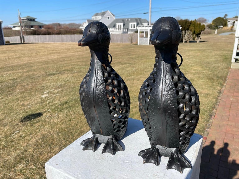 Japanese Pair Tall Old Mallard Duck Decoy Garden Lanterns For Sale at ...