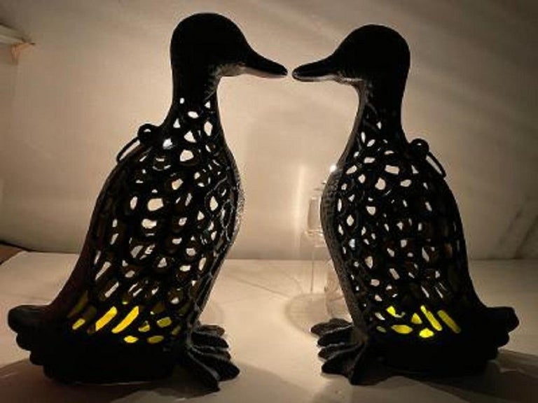 Japanese Pair Tall Old Vintage Duck Decoy Garden Lighting Lanterns at ...