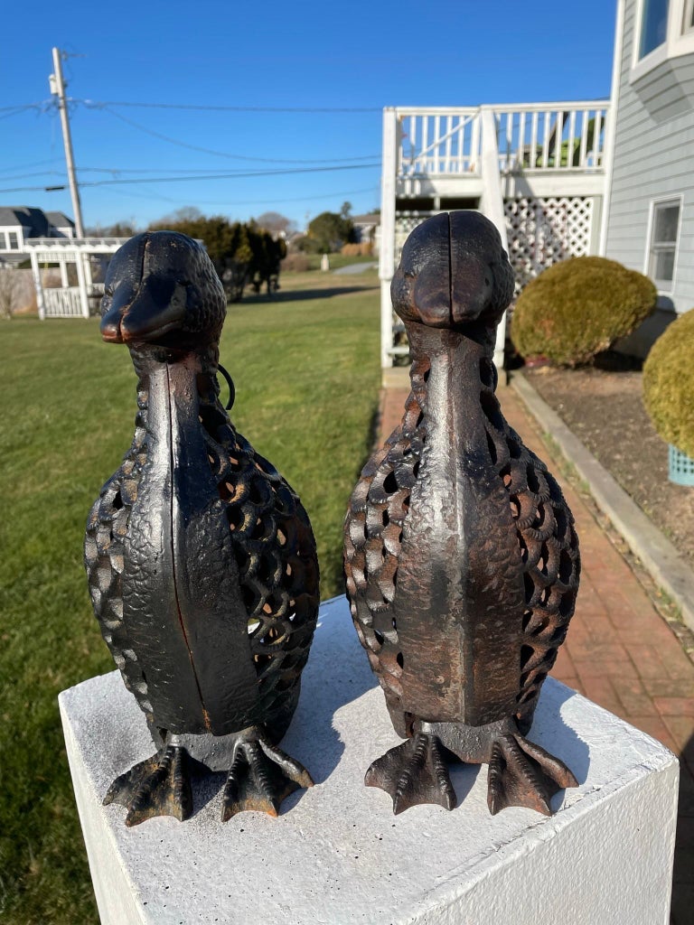 Japanese Pair Tall Old Vintage Duck Decoy Garden Lighting Lanterns at ...