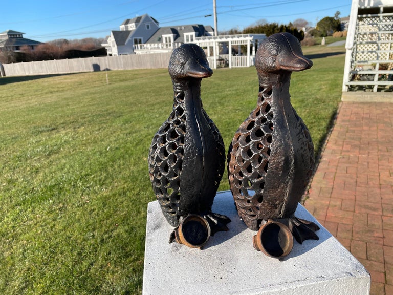 Japanese Pair Tall Old Vintage Duck Decoy Garden Lighting Lanterns at ...