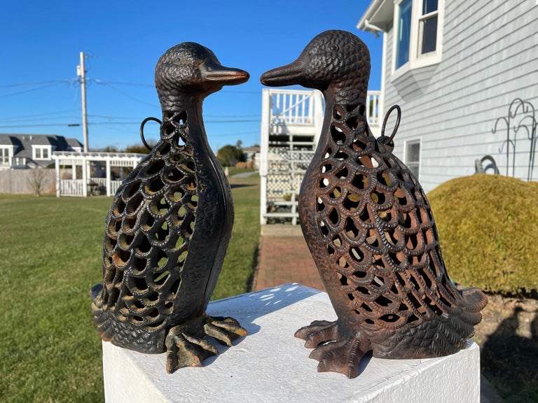 Japanese Pair Tall Old Vintage Duck Decoy Garden Lighting Lanterns at ...