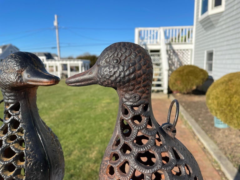 Japanese Pair Tall Old Vintage Duck Decoy Garden Lighting Lanterns at ...