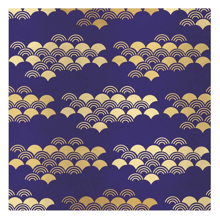 Japanese Pattern Blue Panel For Sale at 1stDibs