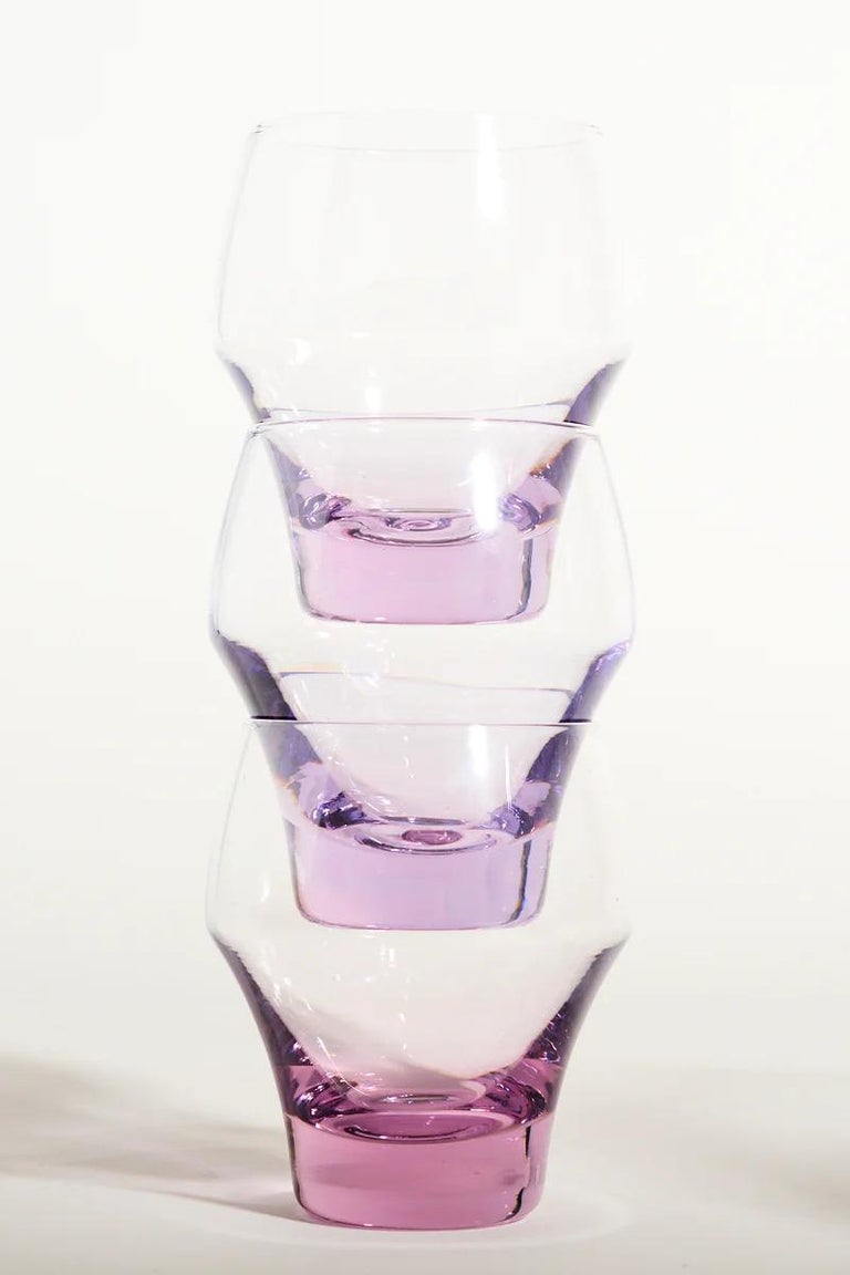 Japanese Pink/Lilac Cocktail Carafe Set of Seven Pieces For Sale at 1stDibs