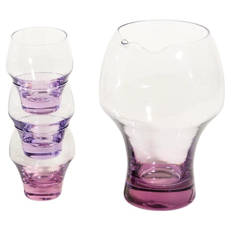 Japanese Pink/Lilac Cocktail Carafe Set of Seven Pieces For Sale at 1stDibs