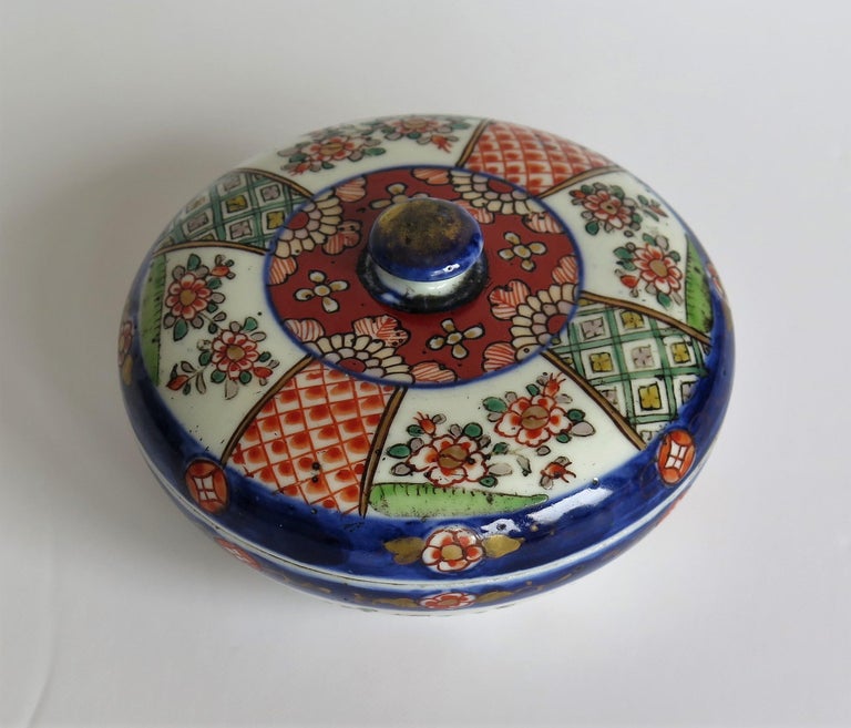 Japanese Porcelain Circular Lidded Box Hand Painted, Meiji Period circa ...