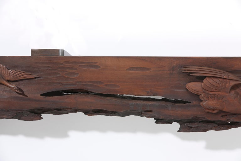 Japanese Ranma Wood Carving Featuring "Birds in Flight" and "Long ...