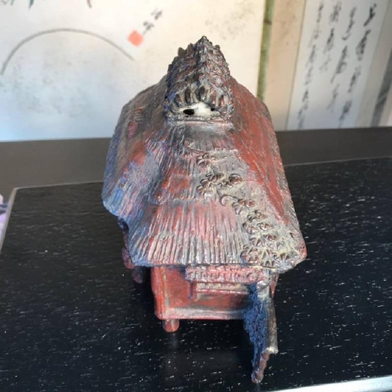 Japanese Rare Antique Censer Cast Red Bronze Kusaya Farm House, Taisho ...