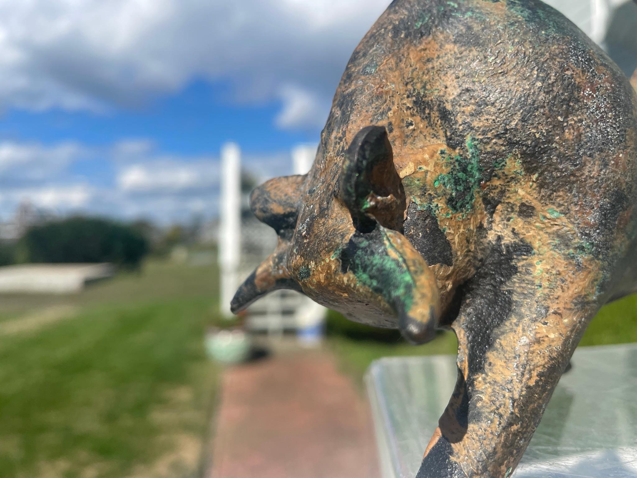 Japanese Rare Old Gilt Bull Steer Sculpture, Fine Details at 1stDibs