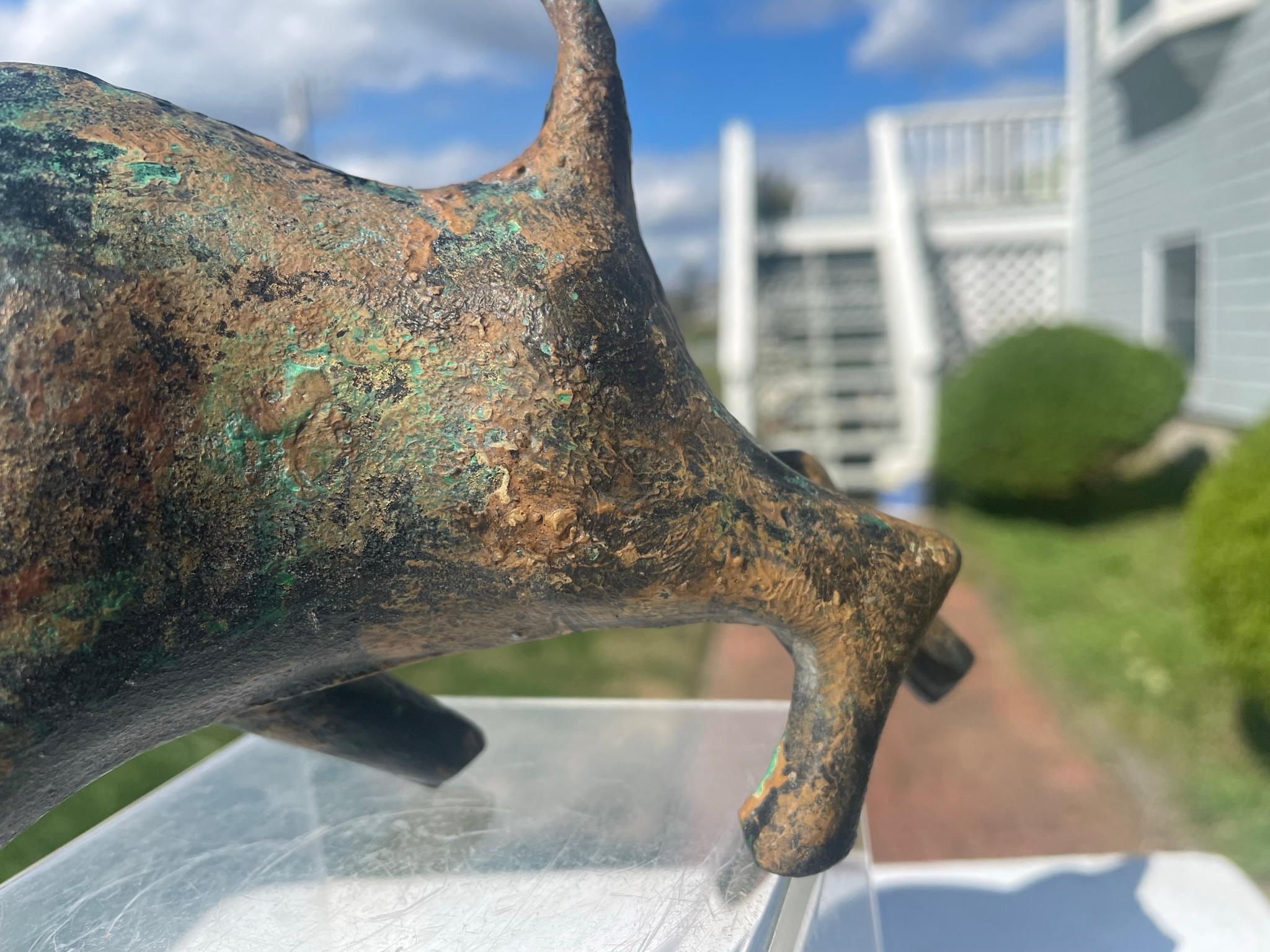 Japanese Rare Old Gilt Bull Steer Sculpture, Fine Details at 1stDibs