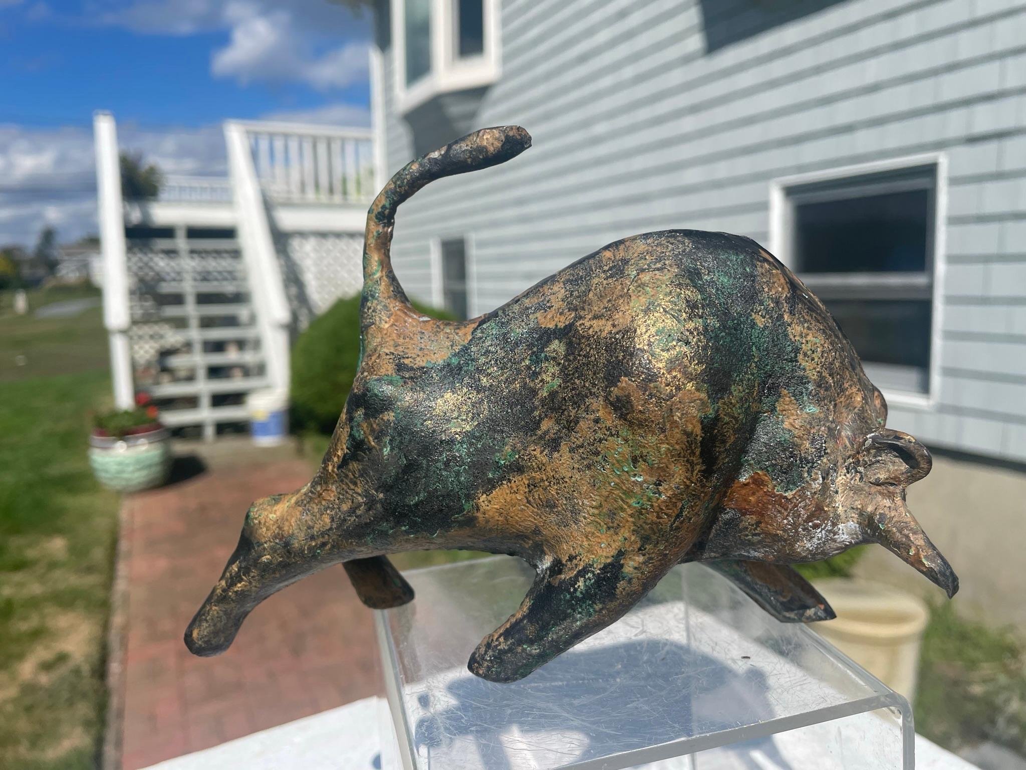 Japanese Rare Old Gilt Bull Steer Sculpture, Fine Details at 1stDibs