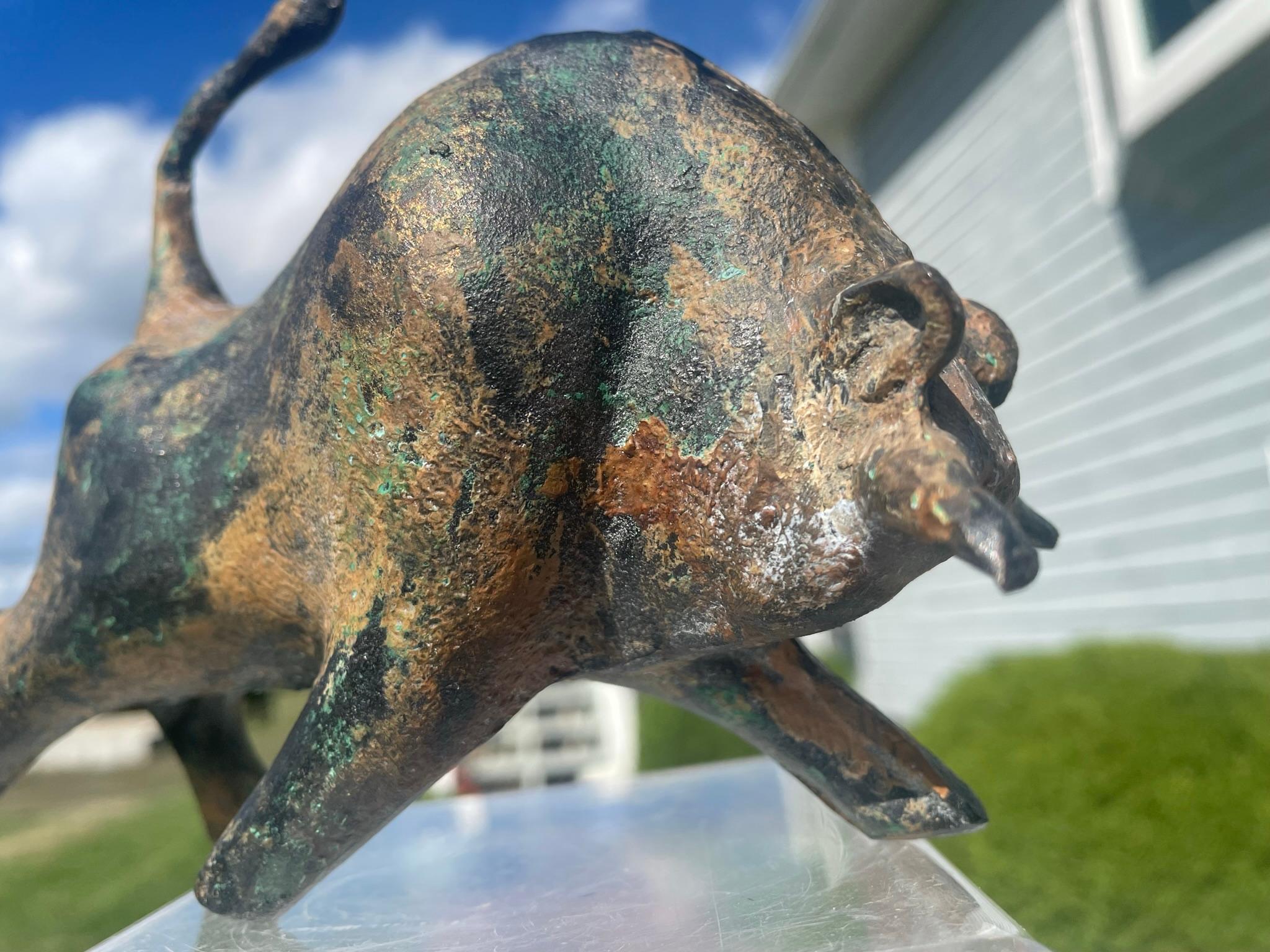 Japanese Rare Old Gilt Bull Steer Sculpture, Fine Details at 1stDibs