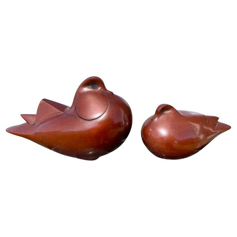 Japanese Rare Pair Bronze Adorable Doves Master Works Sotaro For Sale ...