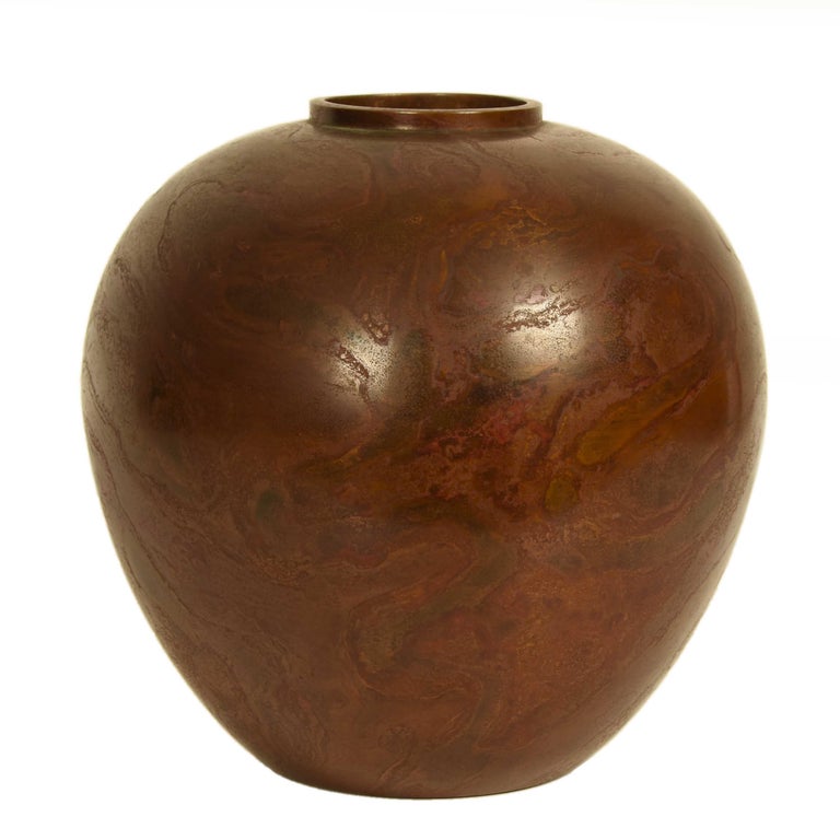 Japanese Red Bronze Vase from Yamagata For Sale at 1stDibs