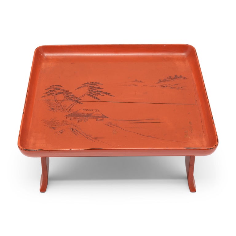 Japanese Red Lacquer Serving Tray, c. 1850 For Sale at 1stDibs