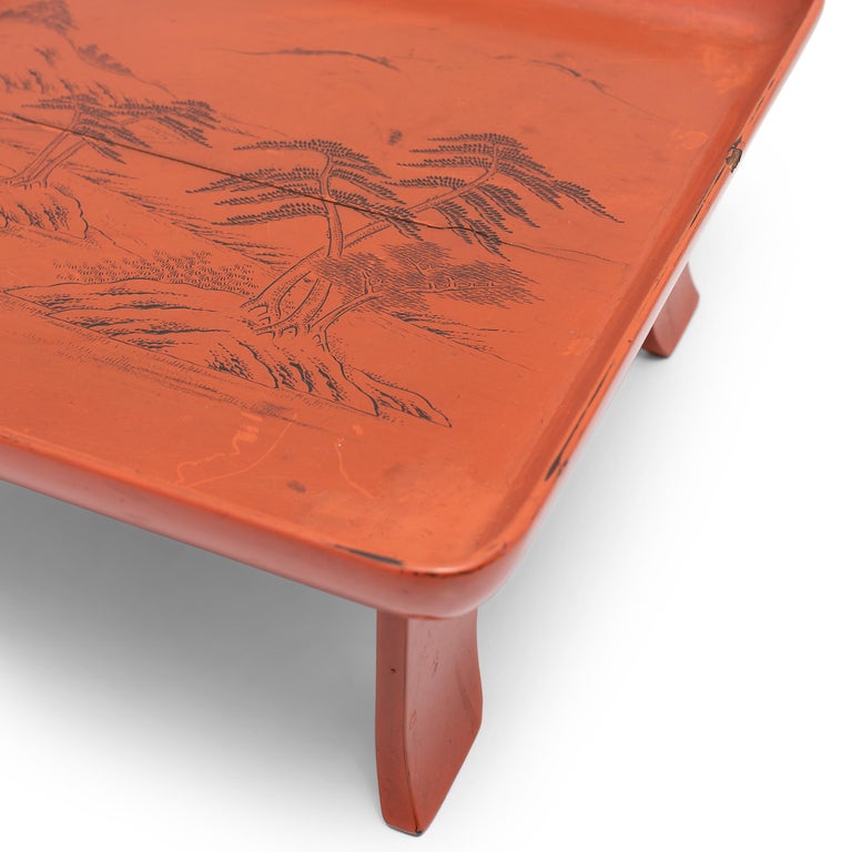 Japanese Red Lacquer Serving Tray, C. 1850 For Sale at 1stDibs