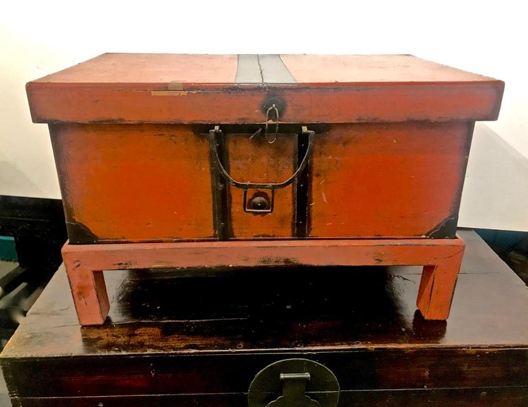 Japanese Red Lacquer Storage Box at 1stDibs