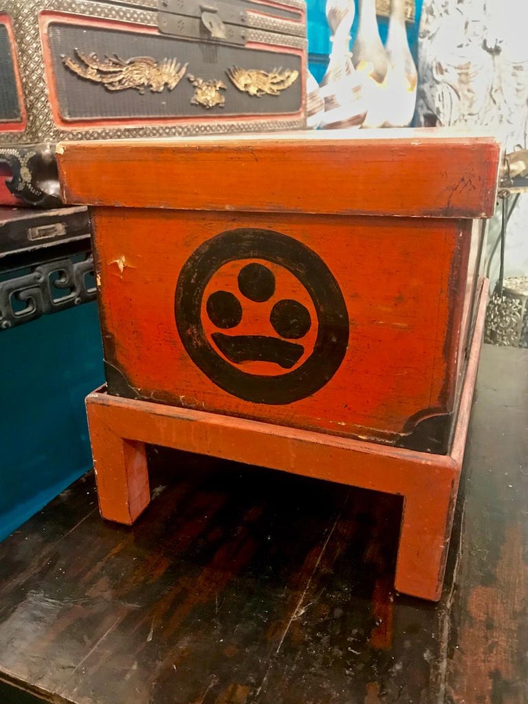 Japanese Red Lacquer Storage Box at 1stDibs
