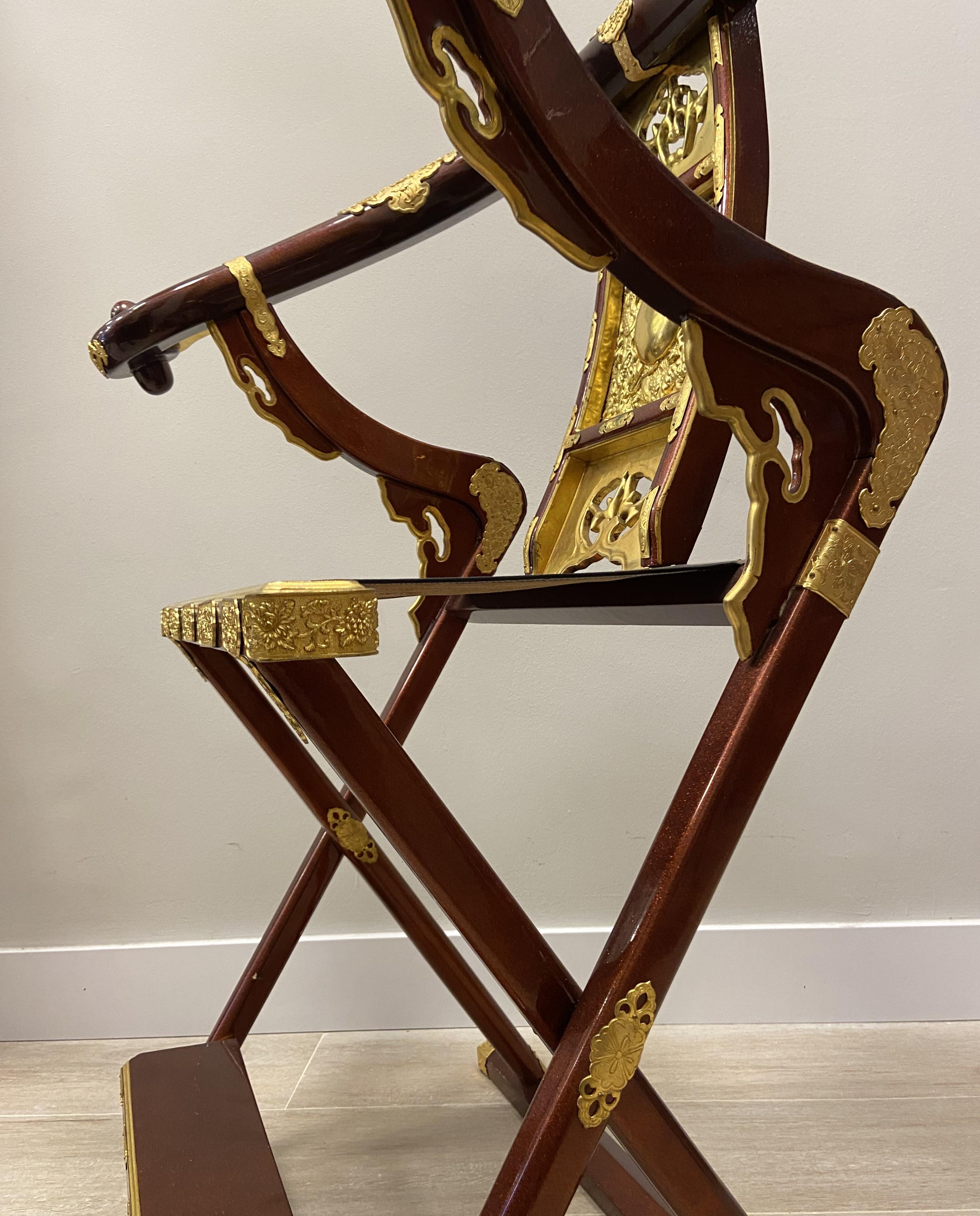 Japanese Red Lacquered Folding Meditation Armchair for Monks , golden ...